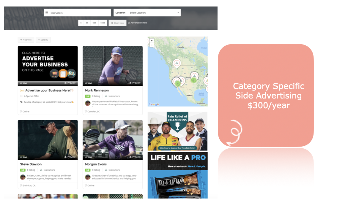 Side Advertising Example – Pickleball Insider